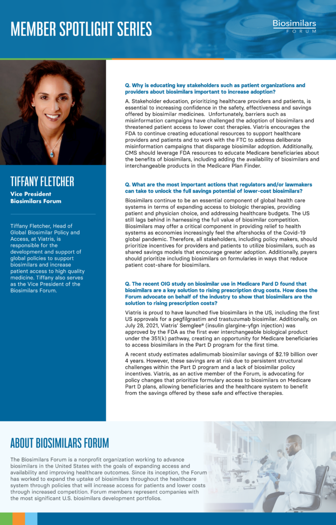 Tiffany Fletcher Member Spotlight - Biosimilars Forum